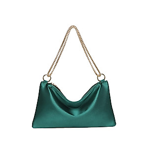 Verdusa Women's Satin Evening Handbag Shoulder Bag Purse Green one-size