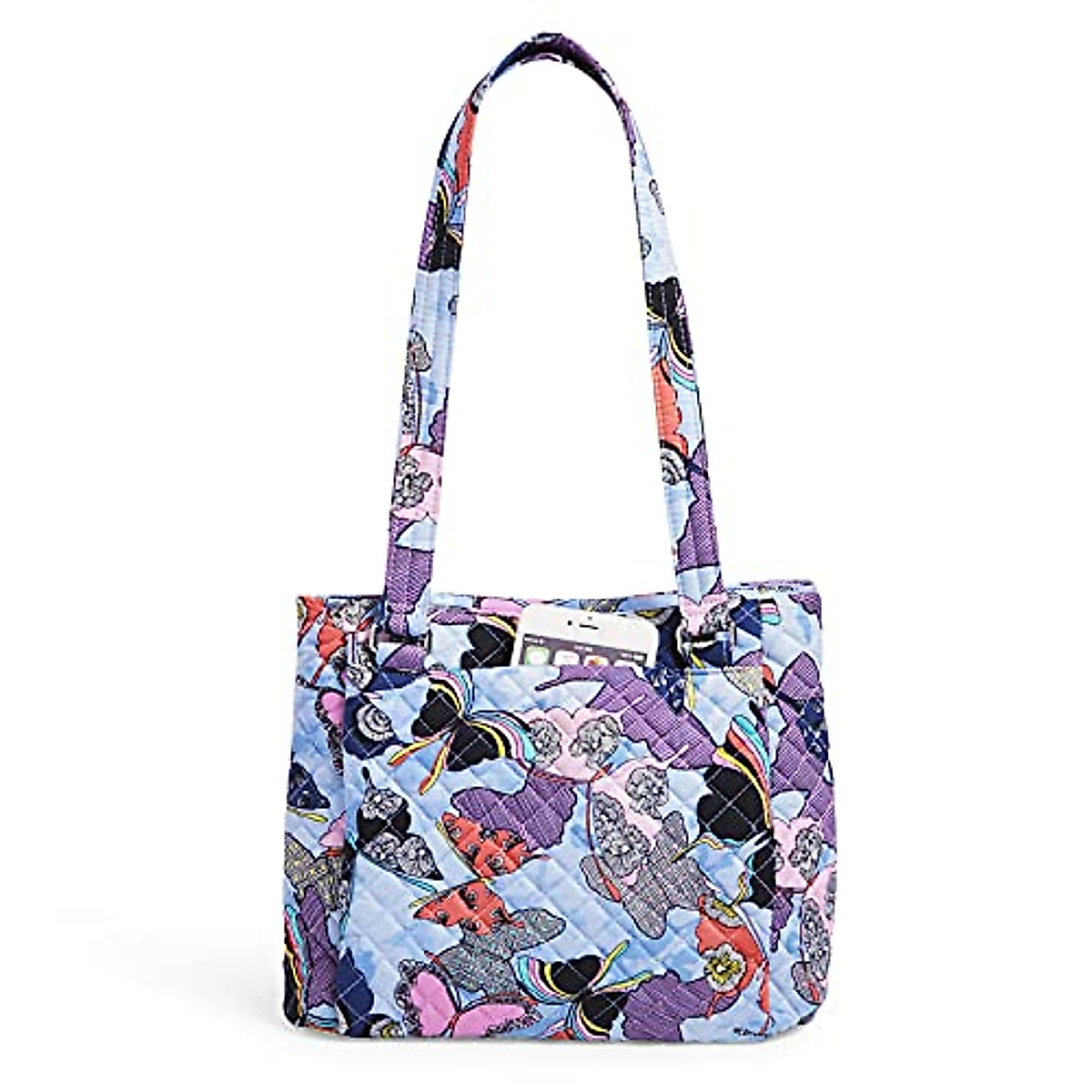 Vera Bradley Women's Cotton Multi-Compartment Shoulder Satchel Purse, Butterfly By - Recycled Cotton, One Size