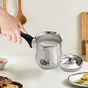 IEUDNS Coffee Pot Milk Warmer Small Saucepan, Butter Melting Pan Portable Butter Warmer Pot Stainless Steel for Home Restaurant, 360ml