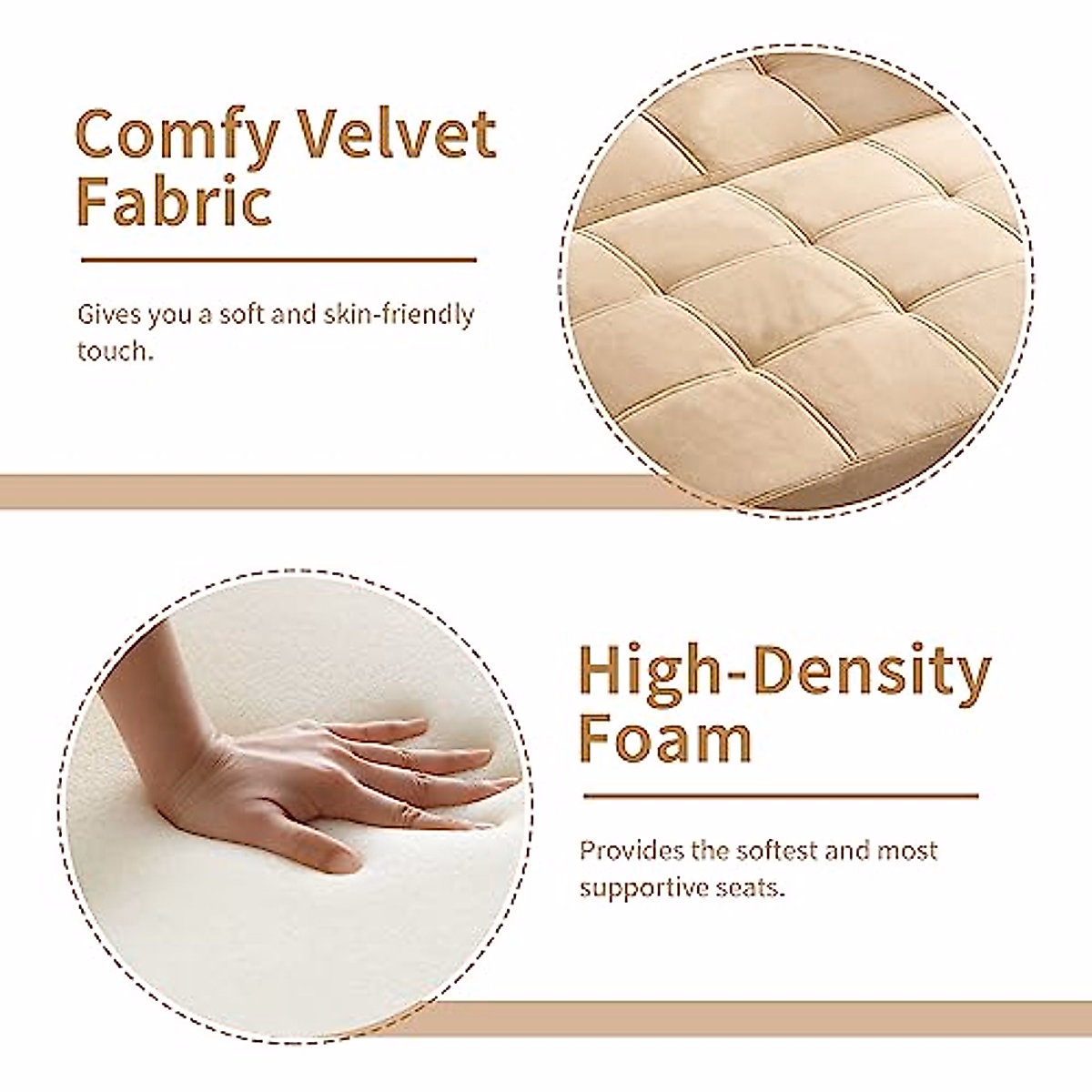 NIOIIKIT 3-in-1 Convertible Sleeper Sofa Bed, Modern Velvet Loveseat Sofa Couch, Chaise Lounge with Adjustable Backrest, Pillows, Pocket, Pull Out Bed for Living Room, Bedroom (Khaki)