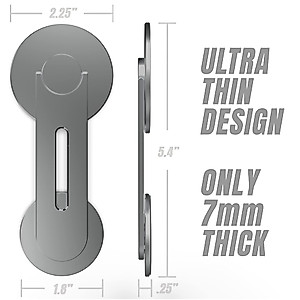 ICONIT Magnetic Laptop Mount, Slim Portable Magnetic Phone Holder Swivels 180 for Laptops and Monitors, Fits iPhone 14/13/12 Plus and Max, Gray