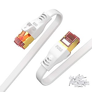FURUI 100ft Cat8 Flat Ethernet Cable, Cat8 Flat Cable 28AWG, Indoor & Outdoor High Speed 40Gbps 2000Mhz, Weatherproof U/FTP UV Resistant for Xbox, PS4, Router, Gaming, PC