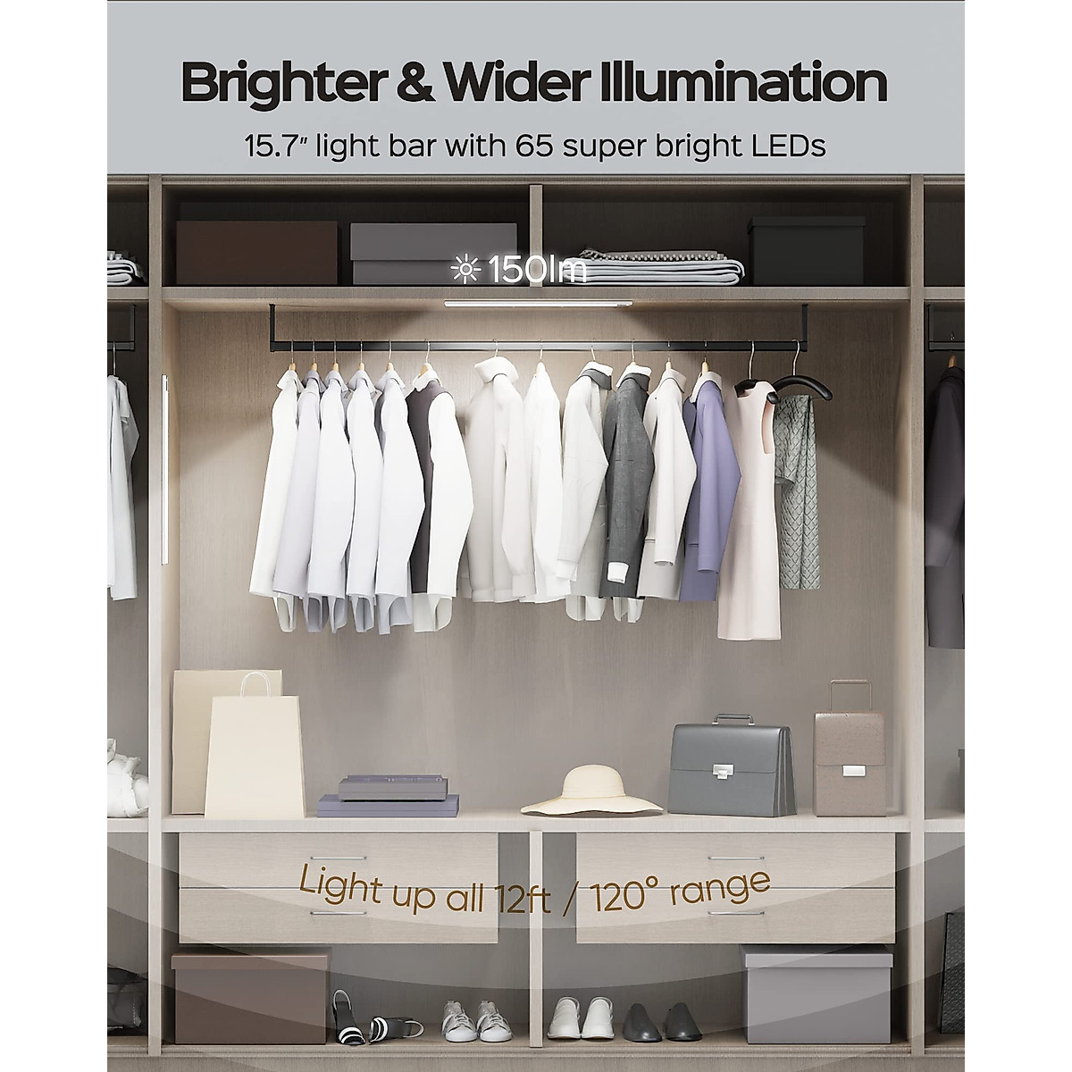 JACKYLED 15.7 Inch Under Cabinet Lights, Led Under Cabinet Lighting Wireless Hand Wave Sensor Lights Indoor, USB-C Magnetic Lights Rechargeable 3000mah Battery Under Counter Lights For Kitchen, 2 Pack