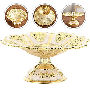 UPKOCH Buddhist Fruit Tray Offering Plate Footed Fruit Bowl Decorative Centerpiece Pedestals Bowl for Home Restaurant Party Fruit Candy Golden