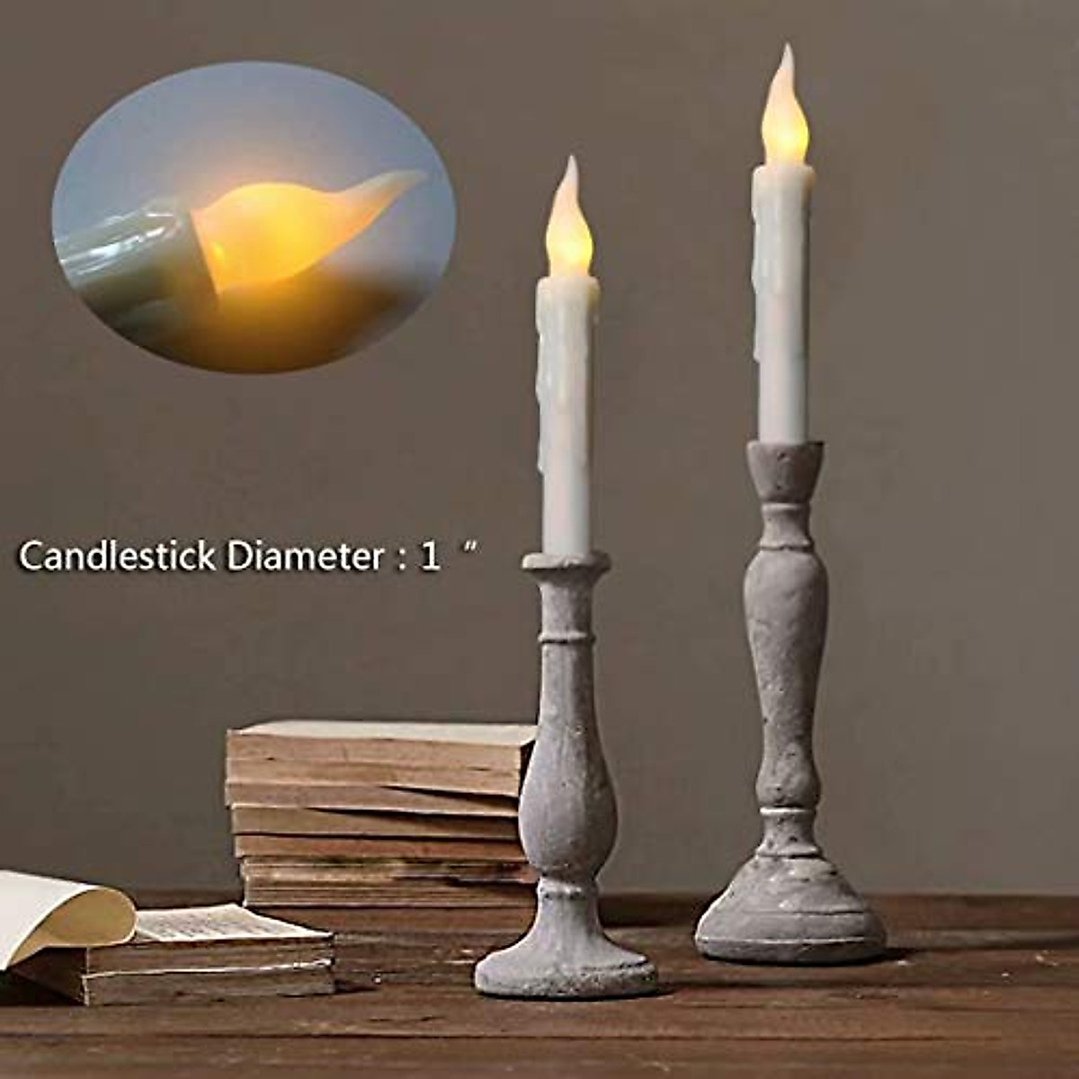 Advocator 6pcs Dripless Battery Operated Fake Flickering Led Candles with Timer (6 Hrs on 18 Hrs Off) Window Votive for Candlesticks Table Taper Candle for Halloween Christmas Festival Party