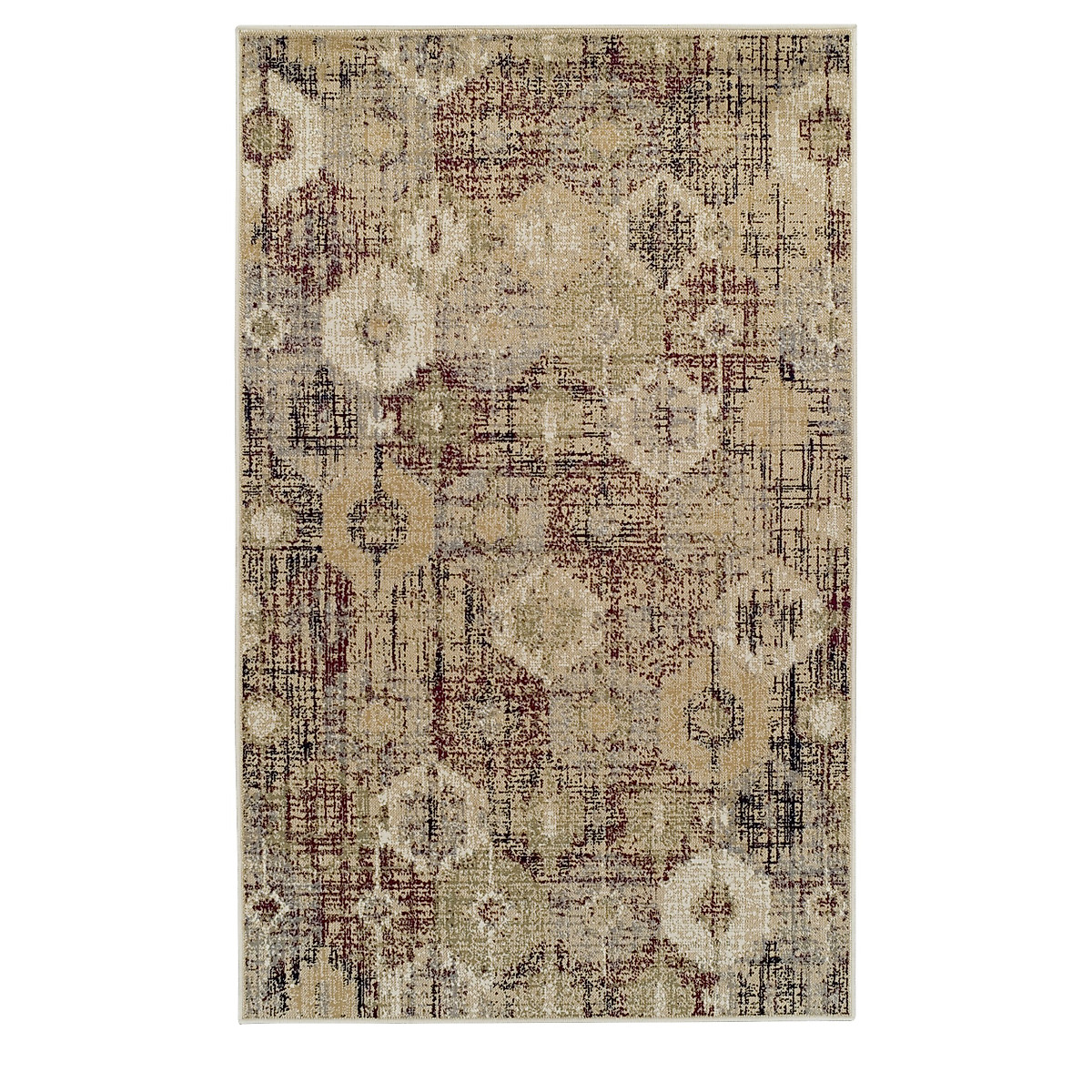 Superior Arabella Collection Area, 8mm Pile Height with Jute Backing Vintage Distressed Medallion Pattern, Fashionable and Affordable Woven Rugs, 8' x 10', Gold