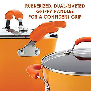 Rachael Ray Brights Nonstick Stock Pot/Stockpot with Lid - 6 Quart, Orange