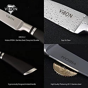 VIBON 3.5 Inches Paring Knife with sheath, Fruit Knife Ktchen Vegetable Cutlery (silver and black)