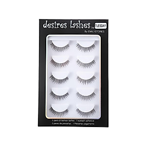 DESIRES LASHES By EMILYSTORES Natural Strip Eyelashes Multipack 5Pairs Per Kits, 01 Monday (02Tuesday)