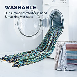 Cozary Woven Throw Blanket Reversible Cotton Bohemian, Tapestry Outdoor Knitted Tassel Blankets,Soft Cozy Lightweight Couch Decorative afghans Throw Blankets, Bed, Sofa,50 * 60 inches