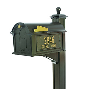 Whitehall™ Personalized Whitehall Balmoral Mailbox with Side Address Plaques, Monogram & Post Package (3 Colors Available)