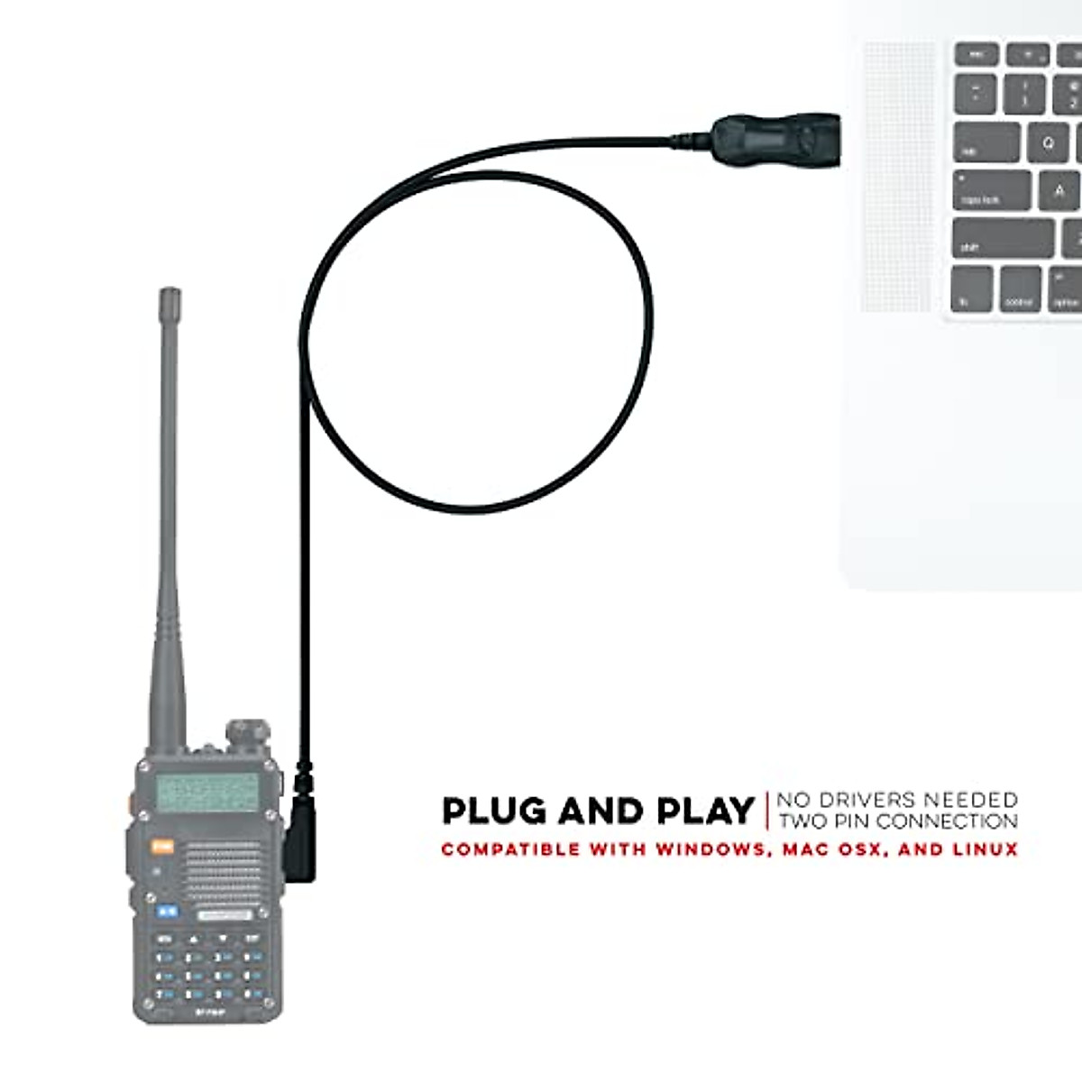 BTECH PC03 FTDI Genuine USB Programming Cable, BaoFeng UV-5R BF-F8HP UV-82HP BF-888S, and Kenwood Radios