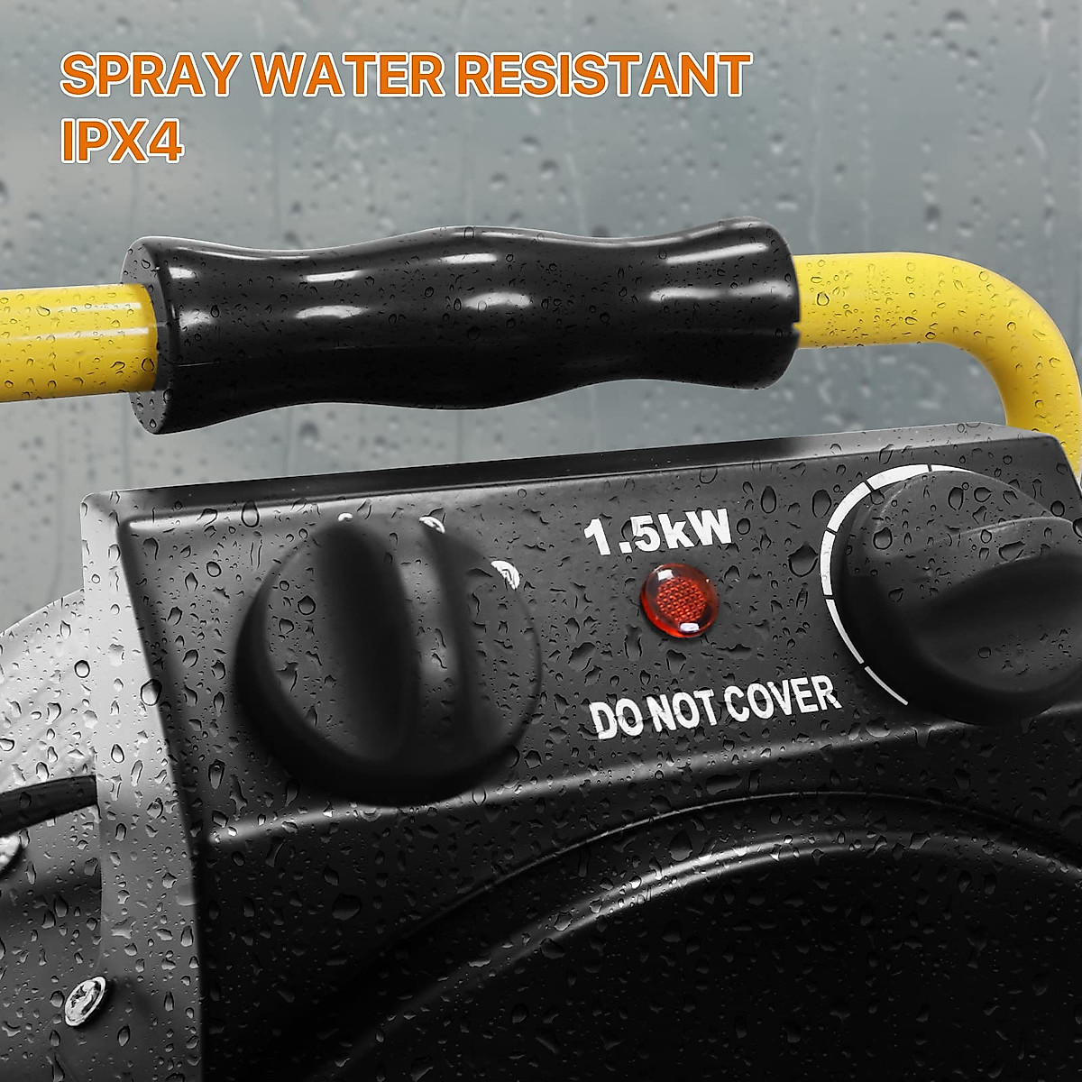 EAGLE PEAK 1500W Greenhouse Heater with Thermostat, Suitable for Greenhouse, Grow Tent, Garage, and RV Use, Water Resistant IPX 4 Rated, Overheat Protection, Radiant Heating, Black