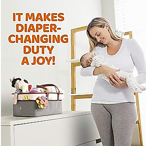 Baby Diaper Caddy Organizer - Grey Nursery Essentials Storage - Portable Basket for Car - Newborn Nursery Décor and Changing Table Accessory