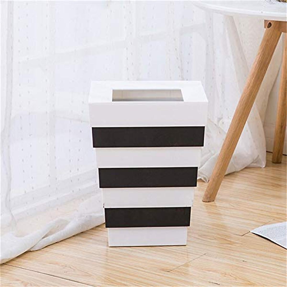 TETARI Trash Can Trash can Household Kitchen Plastic Black and White Strip (15 * 23 * 30cm) Foldable 1L Trash can, Plastic Recycling bin, Sorting Bracket, Trash can