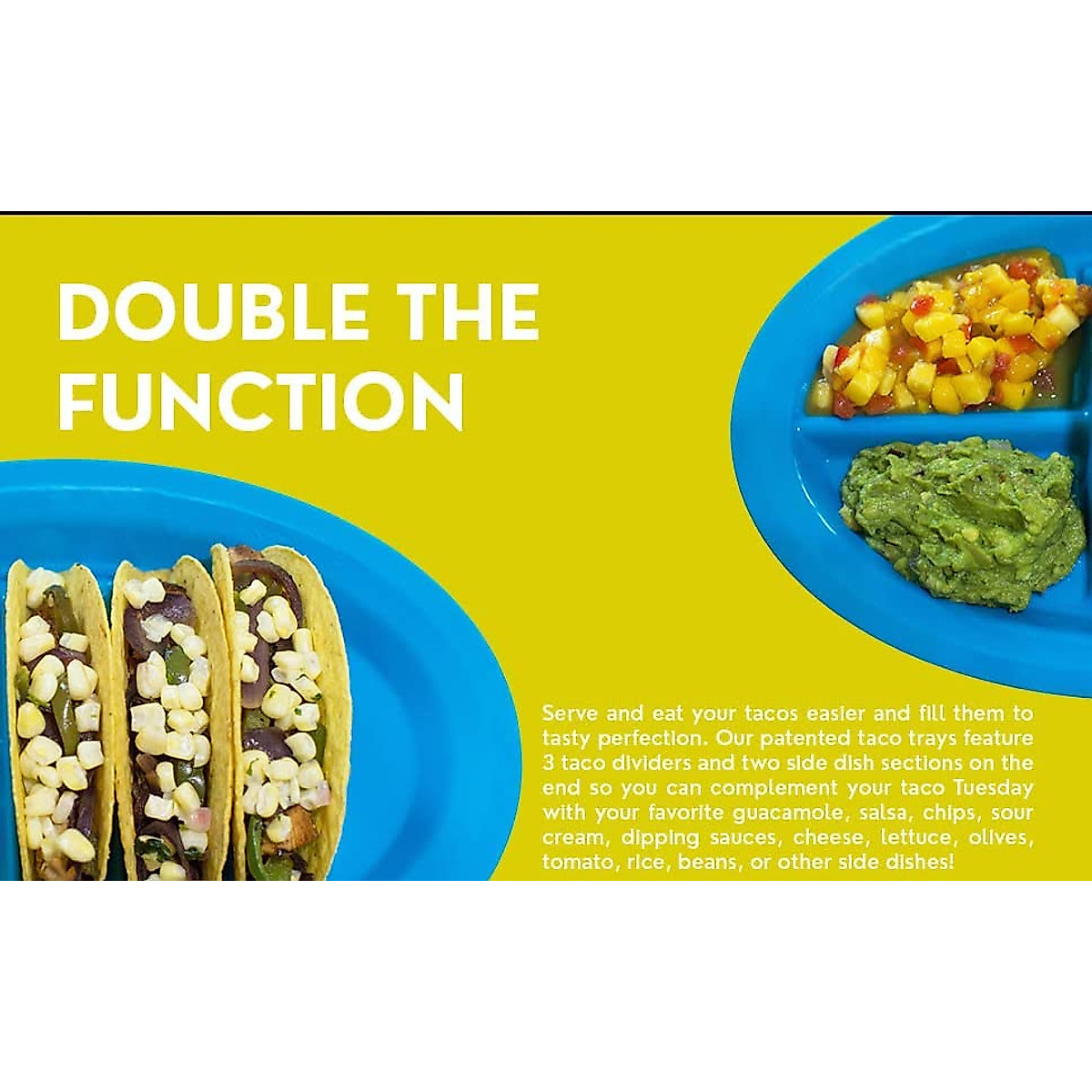 Jarratt Industries Fiesta Taco Serving Plastic Plates Set, Serving Trays with Stand Up Holder for Soft and Hard Shell Tacos, Use for Taco Nights and Bar, Microwave Safe, Set of 4