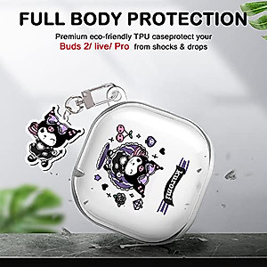 Cute case for Samsung Galaxy Buds 2 Pro Case (2022) Buds 2 Case/Buds Pro Case/Buds Live Case with Cartoon Kawaii Anime Kulomi Pattern for Women Girls Kids Clear Soft Silicone Cover Skin