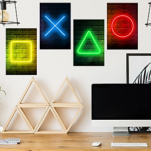 Neon Video Game Wall Decal Gaming Wall Sticker Decor Boy Gamer Wall Stickers Game Wall Decor for Boys Room Video Game Wall Art Gaming Pictures for Wall Playroom Decor