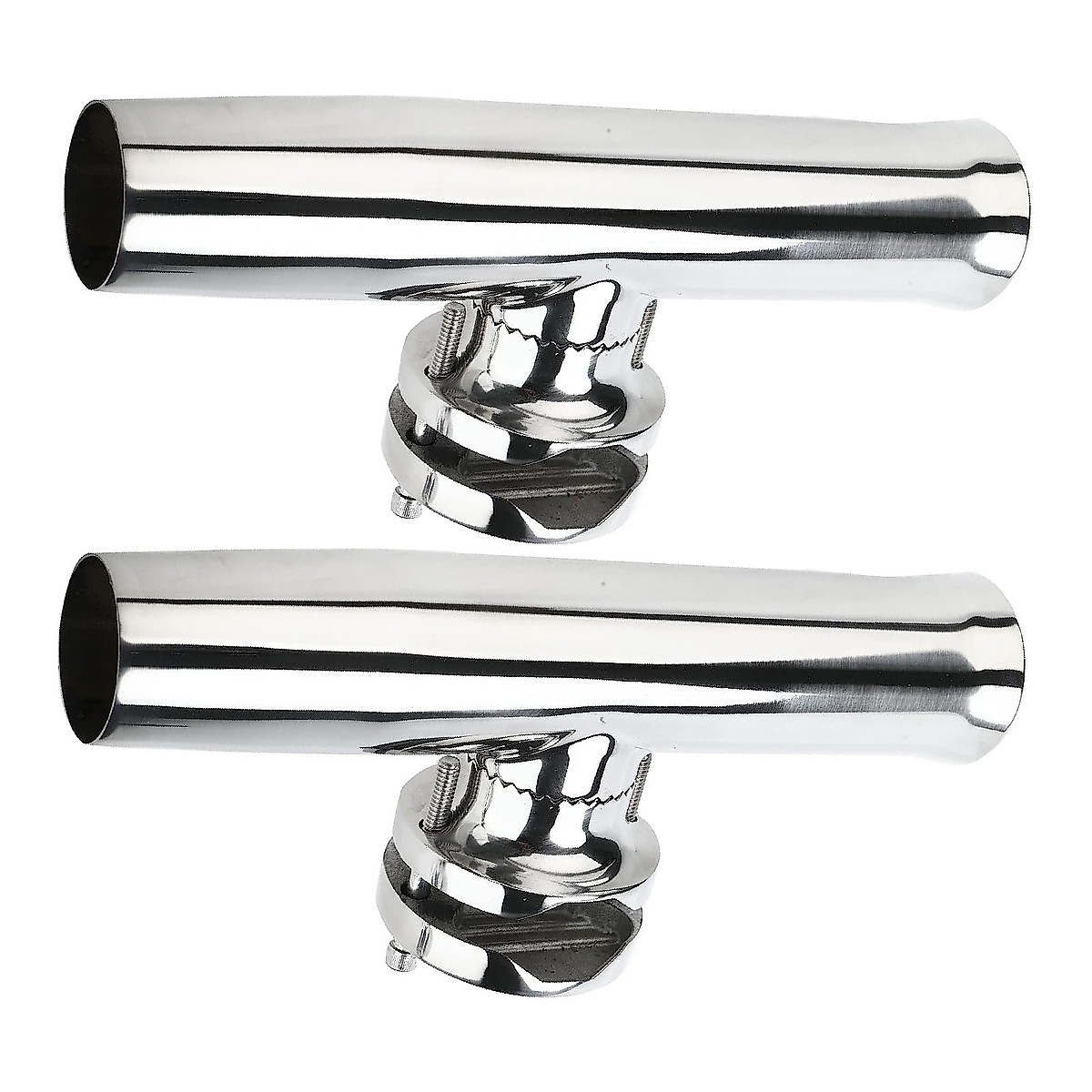 NovelBee 2pcs Boat Fishing Rod Holder,Stainless Tournament Style Clamp on Fishing Rod Pole Holder for Rails 1-1/4" to 2"