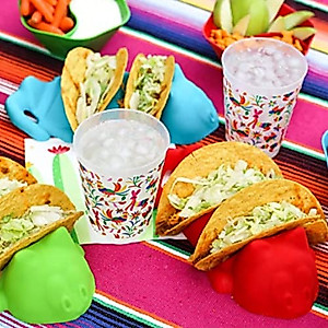 Jarratt Industries Fiesta Taco Holder TacoCat Stand Up Holders, Perfect Plate Stand for Soft and Hard Shell Tacos, Use for Taco Tuesdays and Taco Bar, Microwave and Oven Safe, Green