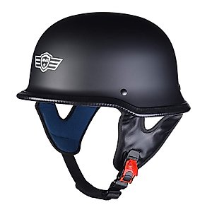AHR Motorcycle Helmet German Style Half Helmet for Bike Cruiser Scooter Chopper Half Face Helmet for Men Women DOT Approved, Run-G (Matte Black, M)