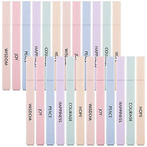 Honoson 24 Pieces Bible Highlighters with Soft Chisel Tip Pastel Bible Highlighters Set Cute Aesthetic Markers Assorted Colors No Bleed Bible Markers Bible Study Journaling Supplies and Accessories