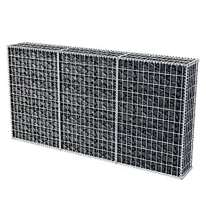 loibinfen Galvanized Steel Fence Panel Outdoor Privacy Fence Screen Gabion Basket for Retaining Wall Block Gabion Cages Outdoor Decorative Fences Fencing for Garden,Yard, 78.7"x11.8"x39.4" -AA