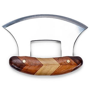 Elanze Designs 271 Wooden Handle Brown 8 Inch Wood and Stainless Steel Ulu Knife