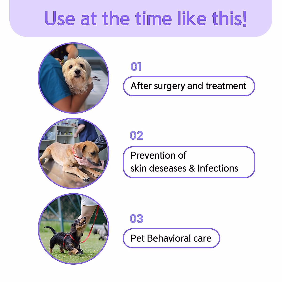 Adjustable Flower Recovery Collar for Dogs and Cats, Soft Comfortable Lightweight, Prevent Licking Wounds, Non-Vision Blocking, Pink,Yellow,Purple (Purple, Large)