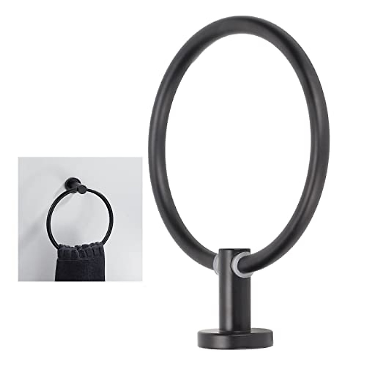 Towel Ring for Bathroom, 6.7in Diameter Towel Holder Ring, Aluminium Round Bath Towel Rings, Space Saving Ring Towel Holder, Multiuse Wall Towel Ring Holder for Bathroom Hotel(Black)