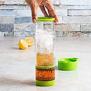 Primula Press and Go Iced Tea Maker, Travel Tumbler, Infuser Bottle, Leak-proof Flip-top Lid with Carry Loop, Dishwasher Safe, Made without BPA, 16-Ounce, Green