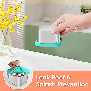 Haldane 4Pack Stainless Steel Snack Containers for Kids, Metal Food Storage Containers With Lid Snack Cups for Toddlers, Easy Open Stackable Small Lunch Box for Daycare School Travel (6oz)