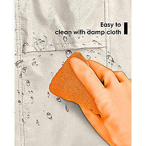 High Back Patio Chair Covers Waterproof Heavy Duty Stackable Outdoor Bar Stool Cover Beige Patio Furniture Covers Outside Lounge Deep Seat Covers, Lawn Chair Covers, High Back, Beige and Brown, 1 Pack