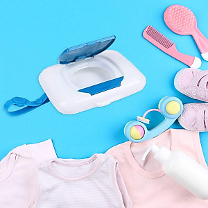 Box Portable Refillable Baby Wipes Dispenser Holder Wipes Carrying Case for Travel Home Office (Blue)