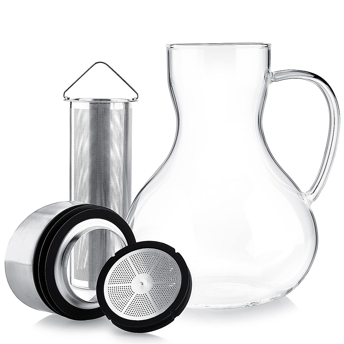 Teabloom Multi-Brew Glass Teapot + Kettle + Pitcher (51 OZ / 1.5 L / 6 CUPS) – Brew and Serve Hot Tea, Iced Tea, Cold Brew Tea and Fruit Infused Water – Formosa Tea Maker