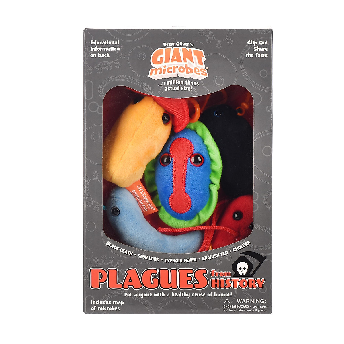 GIANTmicrobes Plagues from History Gift Box - Learn about Plagues and Pandemics with this 5-piece box set of plush microbes. Unique Educational Gift for Friends, Family, Scientists, Students, Healthcare workers and History Buffs