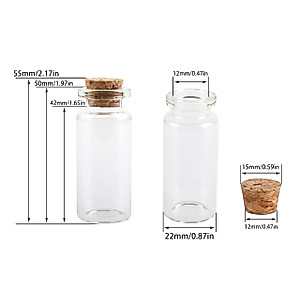 maxmau 25pcs Small Glass Bottles with Cork Stoppers DIY Art Craft Storage 10ml Mini Glass Vials,Tiny Jars for Wedding Party Favors Home Decoration with Connection Accessories Twine Bell