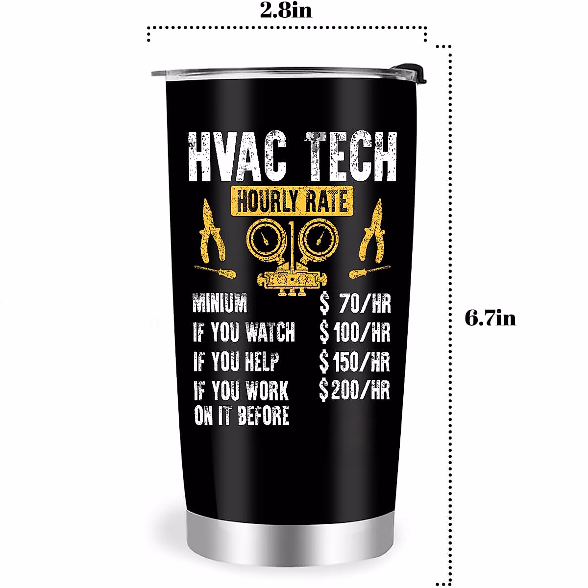 MIFK US Store HVAC Tech Gifts for Men, Funny HVAC Technician Tumbler for Dad, Husband, Boyfriend, Cowoker, Mechanic Tradesman's Coffee Travel Mug Tumbler with Lid Straw 20oz (20OZ 1)