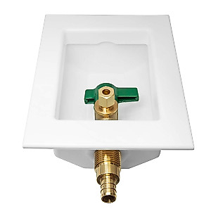 EFIELD Pex Pre-assembled Ice Maker Outlet Box, 1/2-Inch Pex F1807 Crimp with Installed 1/4-Turn Ball Valve, White