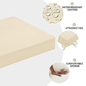 LOVTEX Outdoor Chair Cushions 18.5"x16"x3" Pack of 4, Patio Cushions for Outdoor Furniture, Water Resistant Square Corner Seat Cushions, Beige
