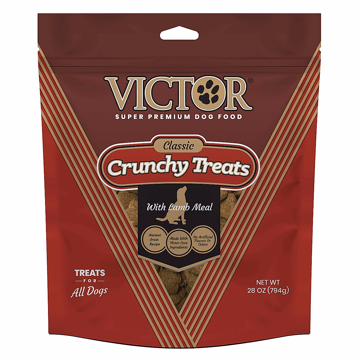 Victor Super Premium Dog Food – Classic Crunchy Dog Treats with Lamb Meal – Gluten-Free Treats for Small, Medium and Large Breed Dogs, 28oz