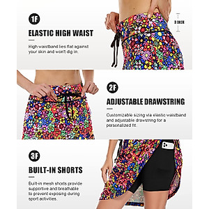 BLEVONH Skirts for Women Knee Length, Womens Golf Skirt 20" Athletic Skorts Skirts Drawstring High Waisted Summer Tennis Skirts with Pockets Violet L