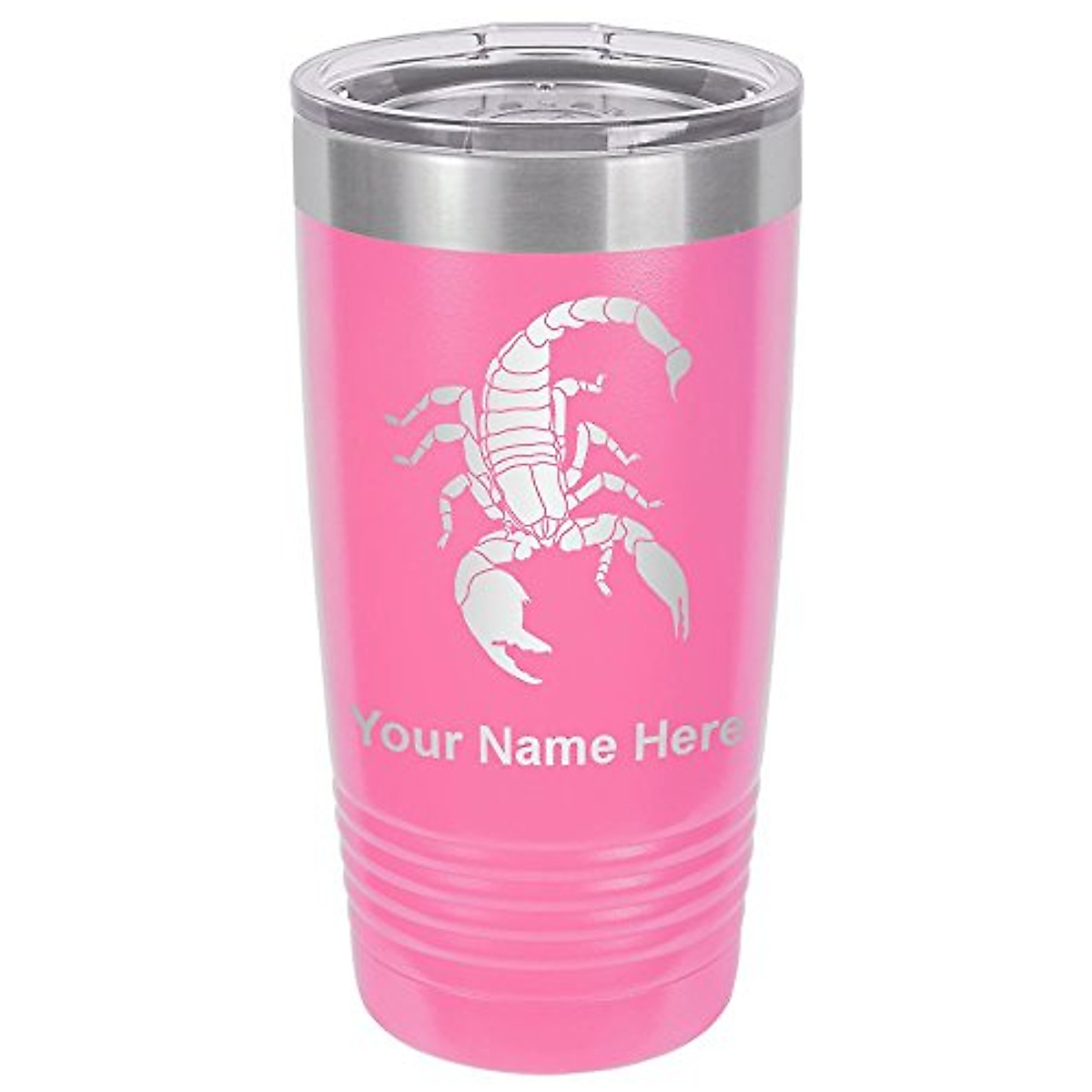 LaserGram 20oz Vacuum Insulated Tumbler Mug, Scorpion, Personalized Engraving Included (Pink)