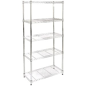 Amazon Basics 5-Shelf Adjustable, Heavy Duty Storage Shelving Unit (350 lbs loading capacity per shelf), Steel Organizer Wire Rack, Chrome (36L x 14W x 72H)