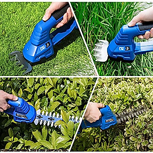Cordless Grass Shears & Shrub Hedge Trimmer, 2 in 1 Electric Handhled Hedge Clippers 20V Grass Cutter Trimmer with Rechargeable Lithium-Ion Battery and Charger, Plastic Cover Included