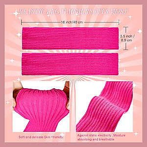Syhood 80s Women Knit Leg Warmers Ribbed Leg Warmers for Party Accessories (Rose Red, Fluorescent Green, 2)