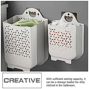 Healvian Collapsible Laundry Basket Wall Mounted Laundry Hamper Plastic Wall Hanging Laundry Basket Dirty Clothes Basket Foldable Storage Basket for Bedroom,Bathroom,Wardrobe, Dormitory