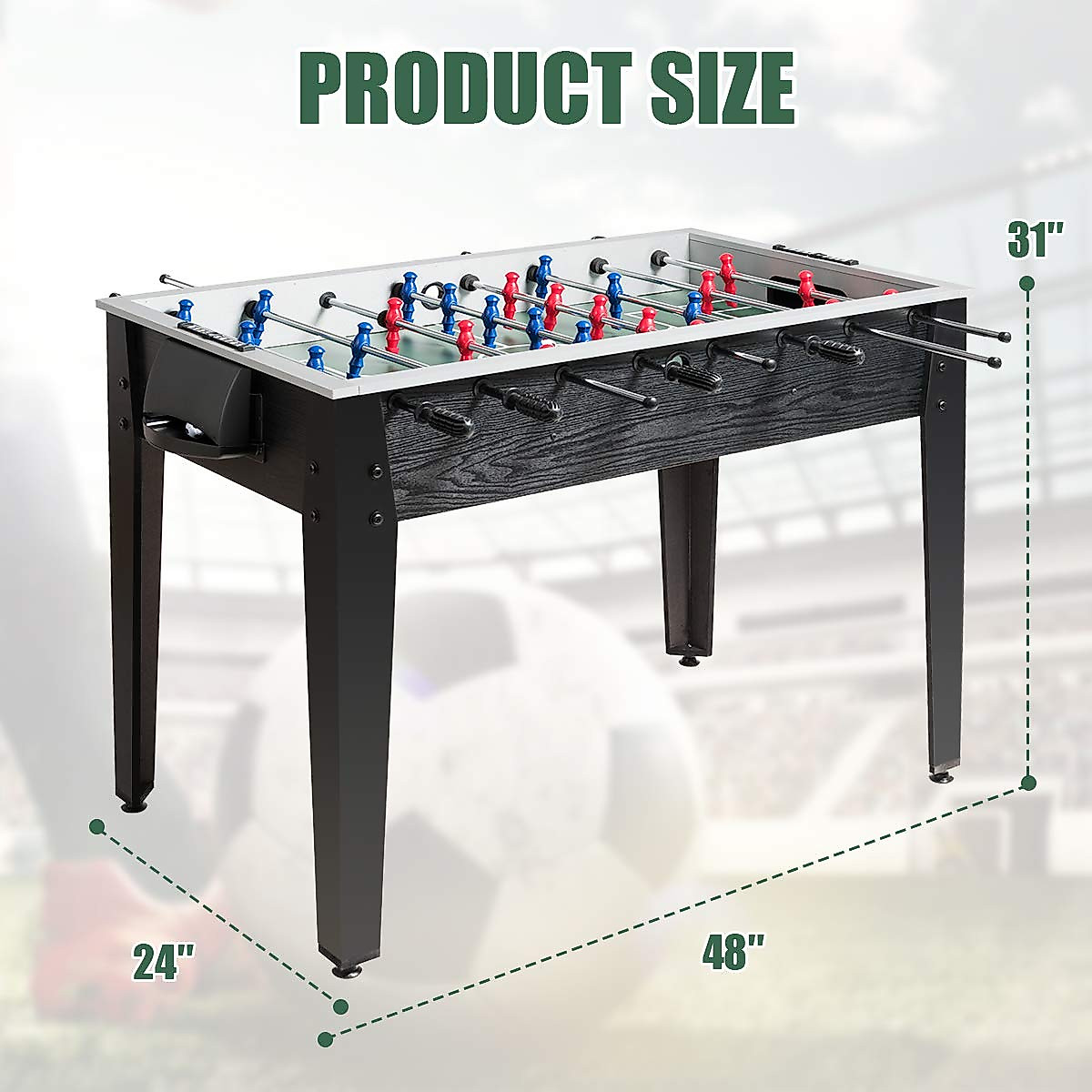 Giantex Foosball Table, Wooden Soccer Table Game w/Footballs, Suit for 4 Players, Competition Size Table Football for Kids, Adults, Football Table for Game Room, Arcades (48 inch, Black)