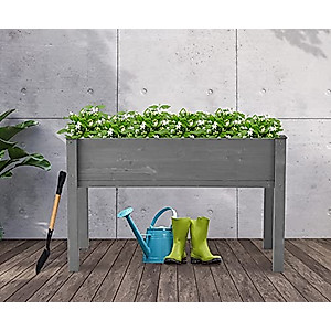 Raised Garden Bed with Legs, 48x24x30'', Outdoor Wood Elevated Planter Box, Grey Cedar, Thick Legs, w/Liner