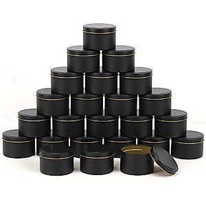 SONVIIBOX 24 Pack 8oz Candle Tins,Black candle tins for making candles bulk,8 oz Candle Jars,Tin Jars for Candle Making,metal tin jars (BLACK)